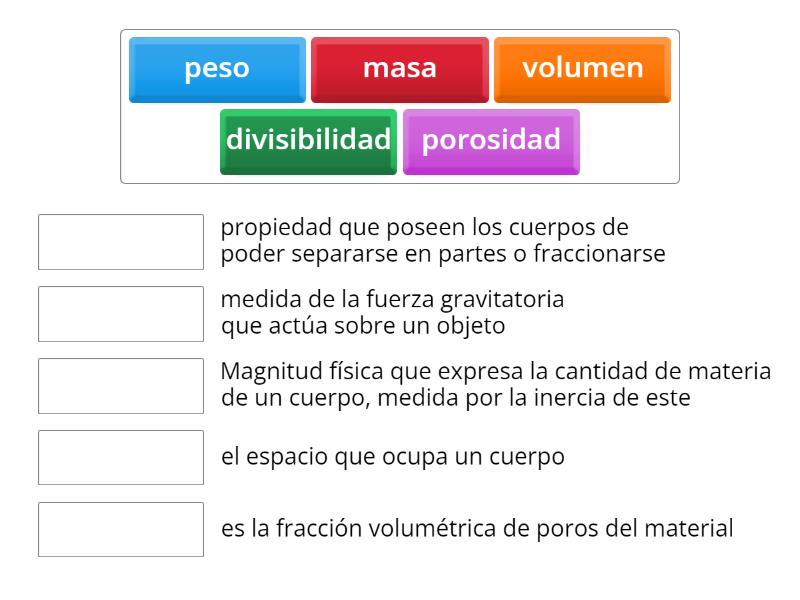 propiedades de la materia - Match up