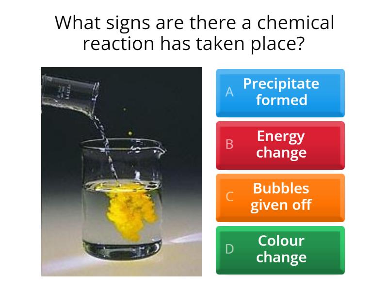 Y7 Signs of a chemical reaction - Quiz