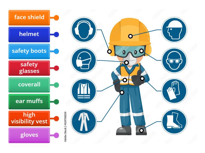 Personal protective equipment - Labelled diagram