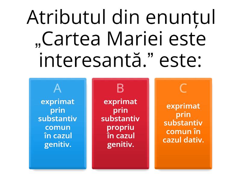 Atributul. Atributiva - Cuestionario