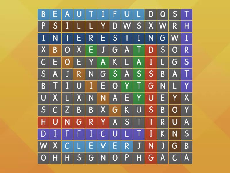 Adjectives medium level - Wordsearch