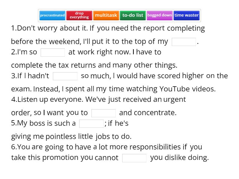 time management - Complete the sentence