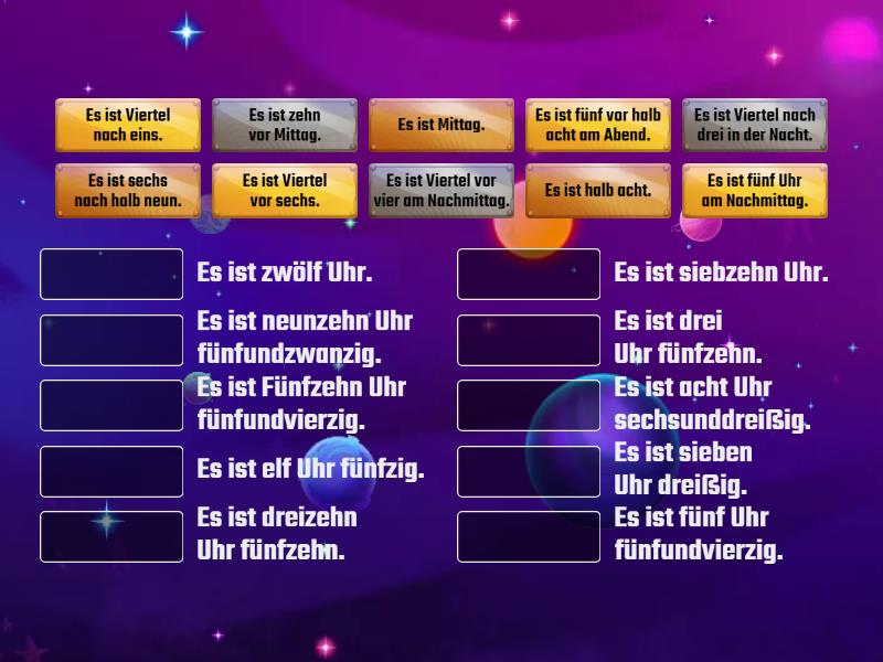 Uhrzeit (formell und informell) - Une las parejas