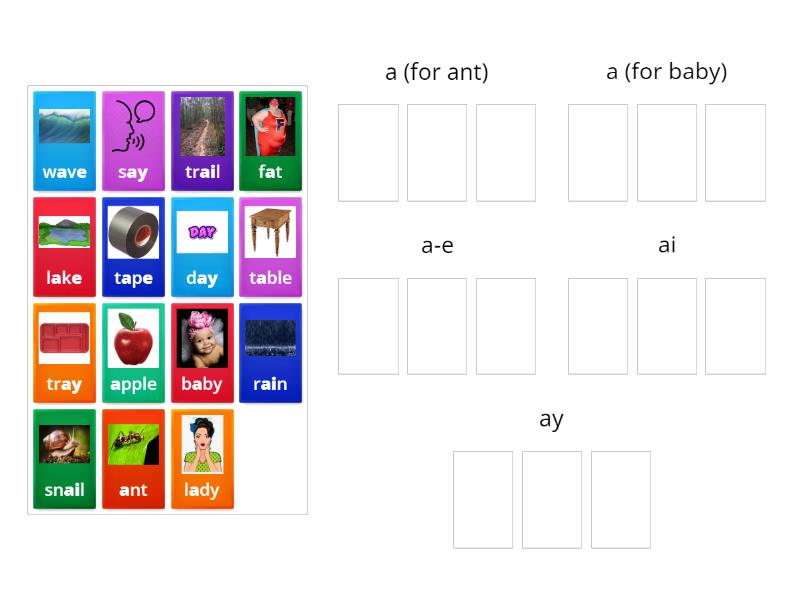 Thrass Picture/Phoneme Matching Game (a (ant)/a (baby)/a-e/ai/ay ...