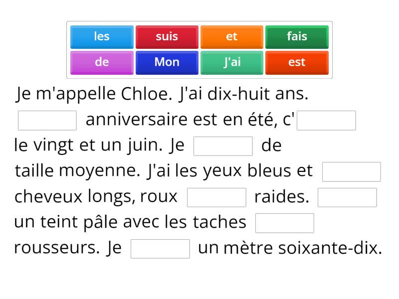 Ma famille, les adjectifs - Completa la oración