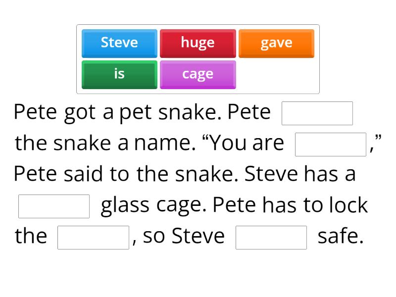UFLI Lesson 61: _ge /j/ Pete’s Pet Snake - Complete the sentence