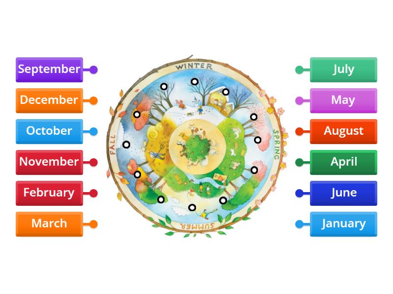 Order the months of the year - Labelled diagram