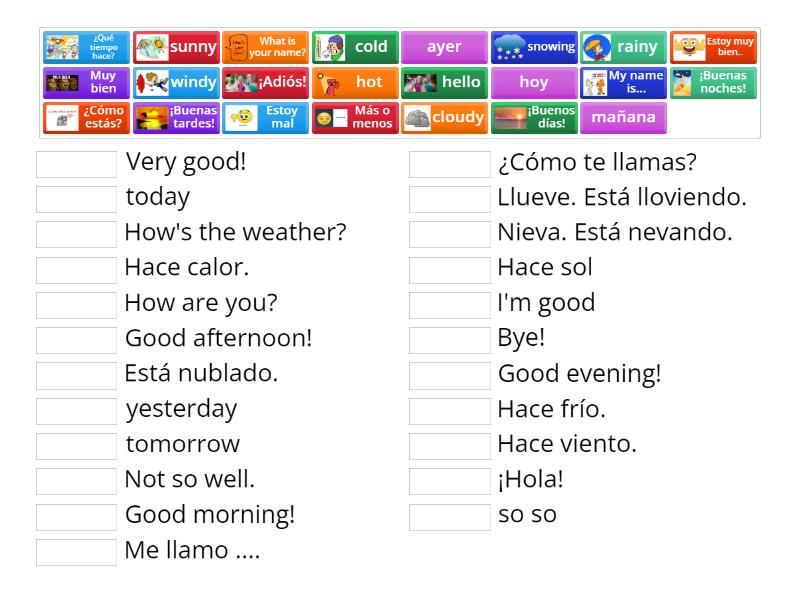 3rd-4th Greetings / weather / calendar - public - Match up