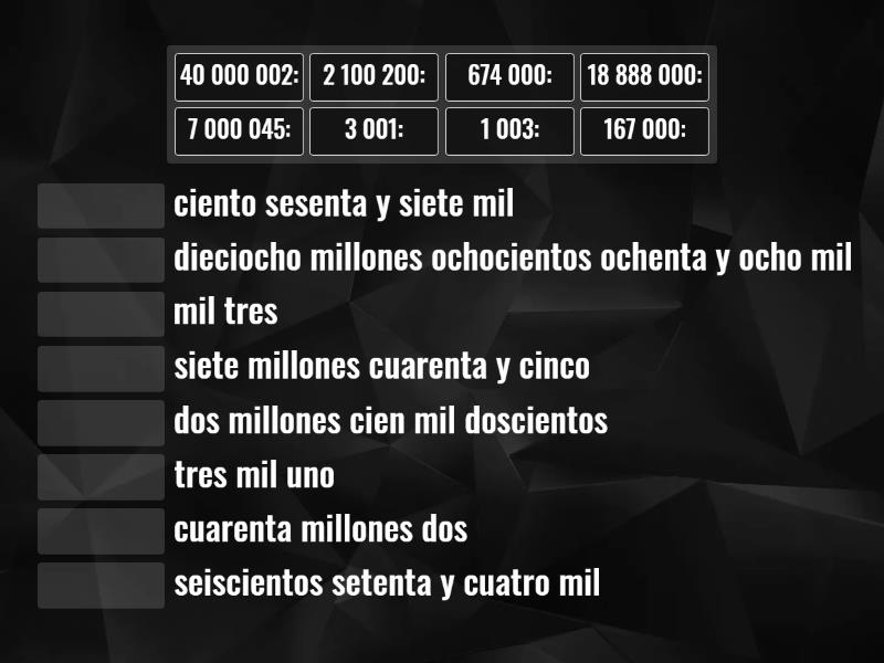 numeros grandes - Match up