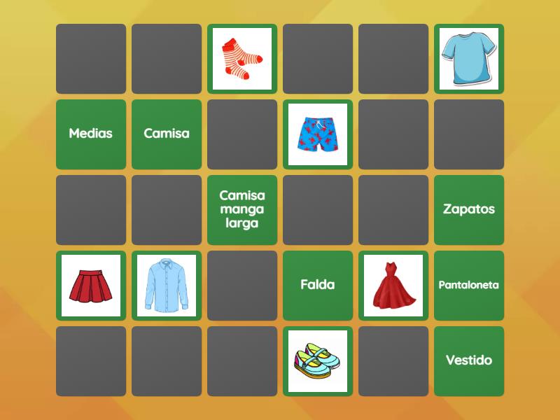 Juego de memoria sobre tipos de ropa - Matching pairs