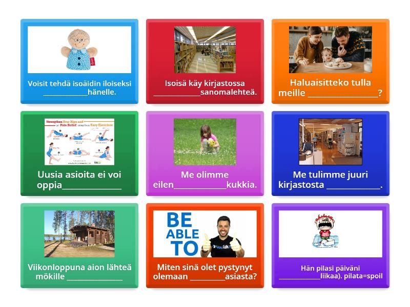 Malla/mällä, matta/mättä, maan/mään, massa/mässä vai masta/mästä? Tee sopivasta verbistä sopiva ...