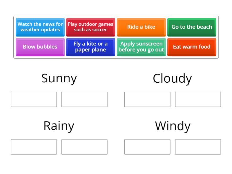 K12 Science - Grade 2 Q4 Types of Weather - Ordenar por grupo