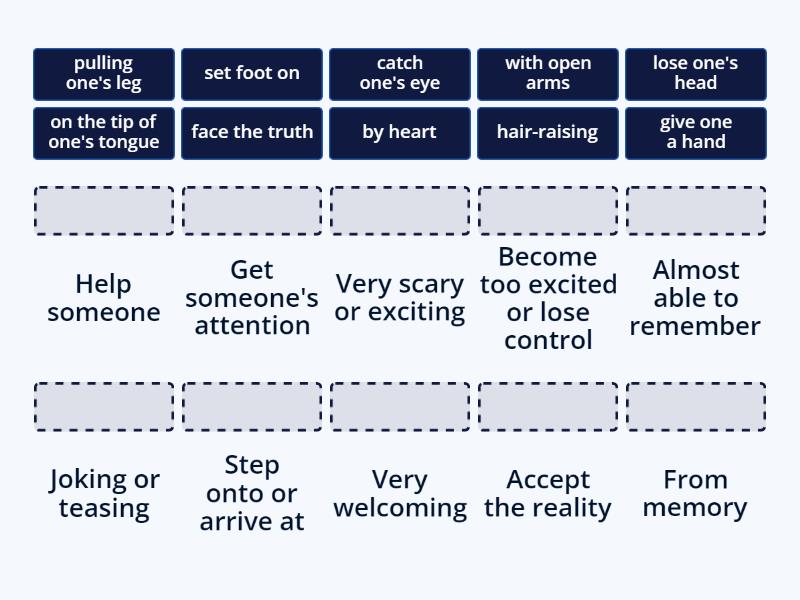 fixed expressions - body parts - Match up