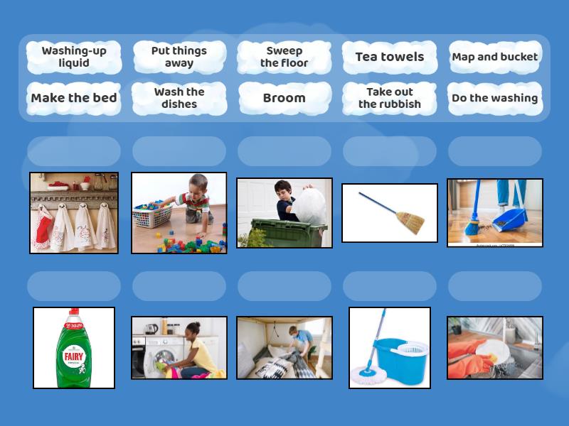 Cleaning vocabulary and verbs - Match up