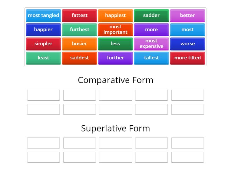 Classify Comparative Form and Superlative Form (分類比較級與最高級) - Group sort