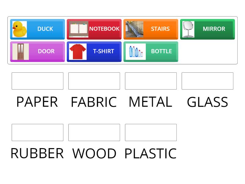 OBJECTS AND THEIR MATERIALS - Match up