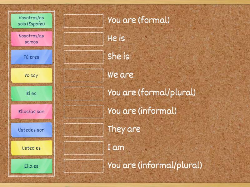 Pronombres personales y verbo Ser GRADO 4 - Match up