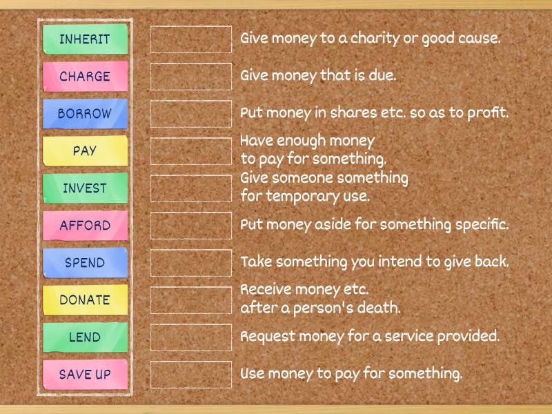 MONEY VERBS - Match up
