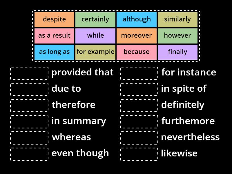 Match the conjunctions that are interchangeable: - المطابقة