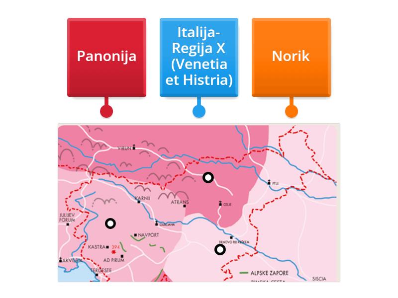 Slovensko ozemlje pod Rimljani - Labelled diagram