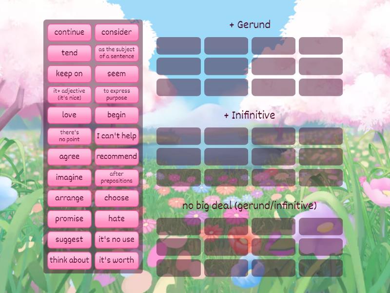 Sorting Gerun/Infinitive Roadmap B2 - Group sort