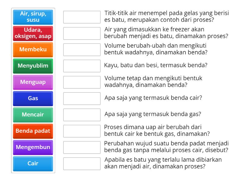 Perubahan Wujud Benda - Match up