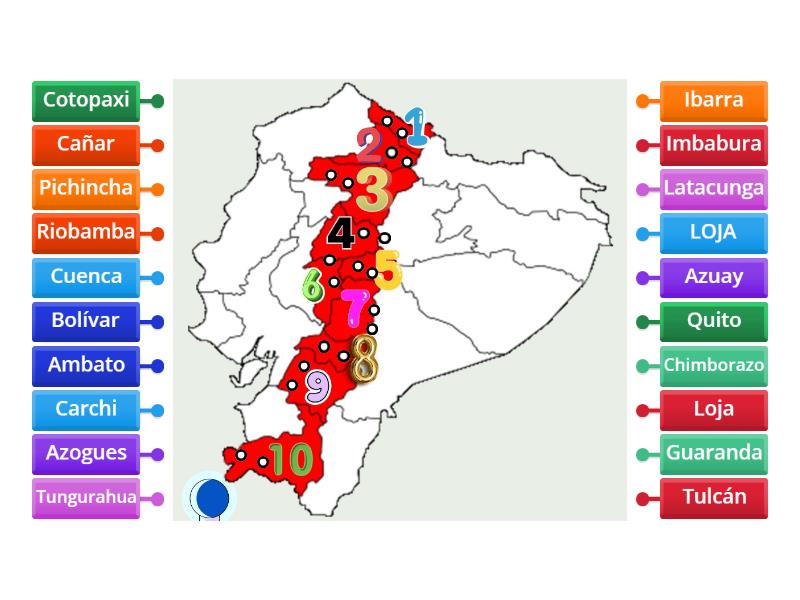 Provincias y capitales de la región sierra. - Labelled diagram