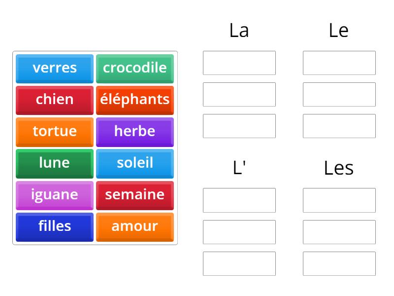 Classe les mots en fonction de leur article - Group sort