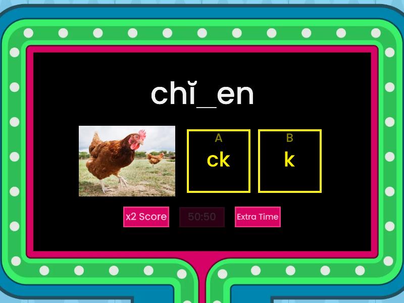 ck or k? (multisyllabic words) - Gameshow quiz