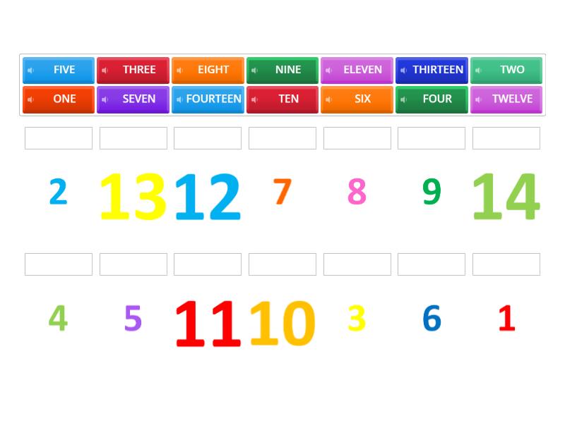 NUMBERS 1-14 1ST GRADE - Match up