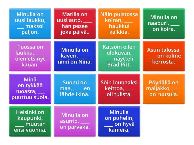 Kohteen JOKA-pronominin taivutus kopio - Flip tiles