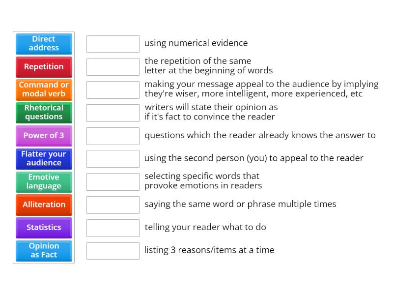 Persuasive Techniques - Match up