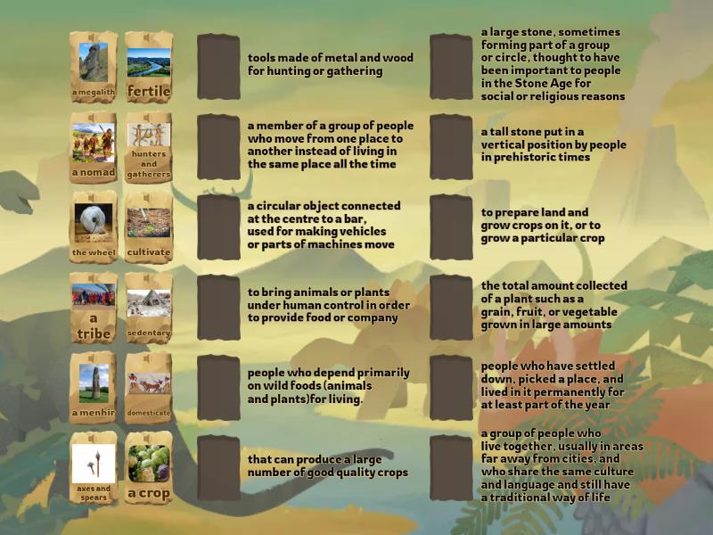 A2 B1 Prehistoric vocabulary - Match up