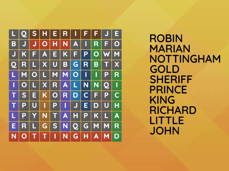 Robin Hood - Wordsearch
