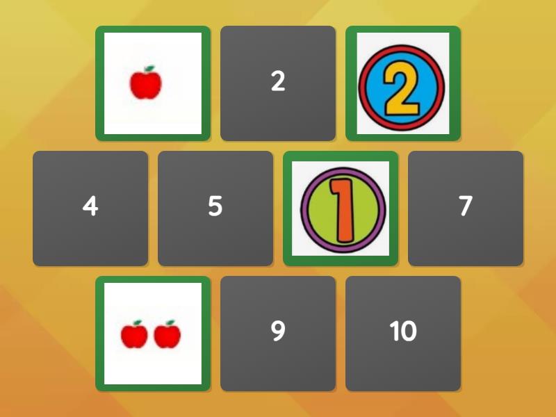 Jogo da memória - Números e quantidades - Matching pairs