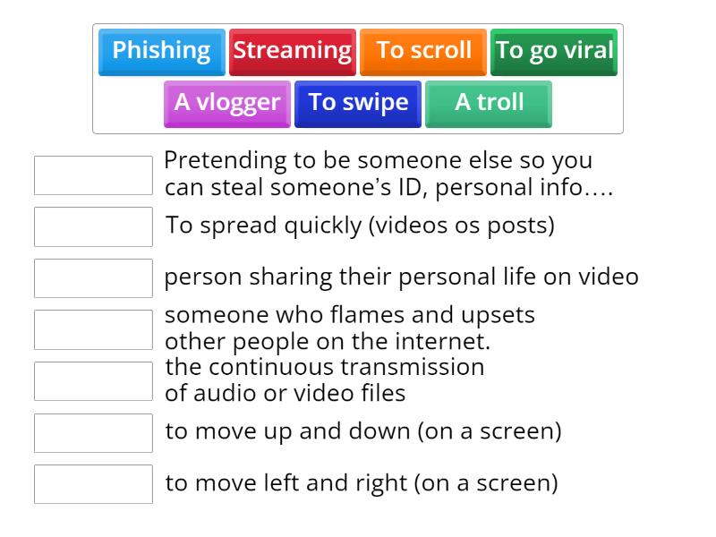 Social media vocabulary - Match up