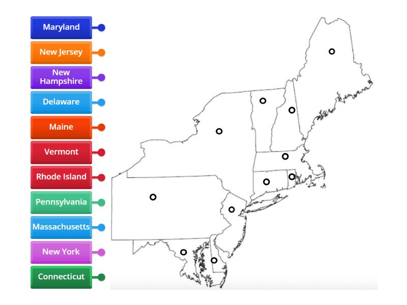 Northeast Region USA MAP - Labelled diagram