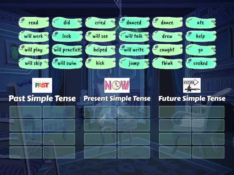 Simple Tense Verb Sorting Activity - Group sort