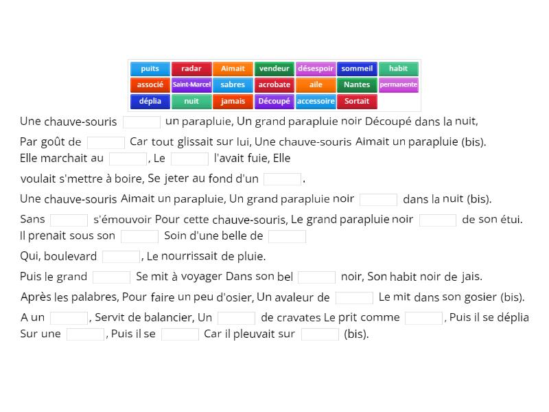La chauve-souris (1) - Complete the sentence