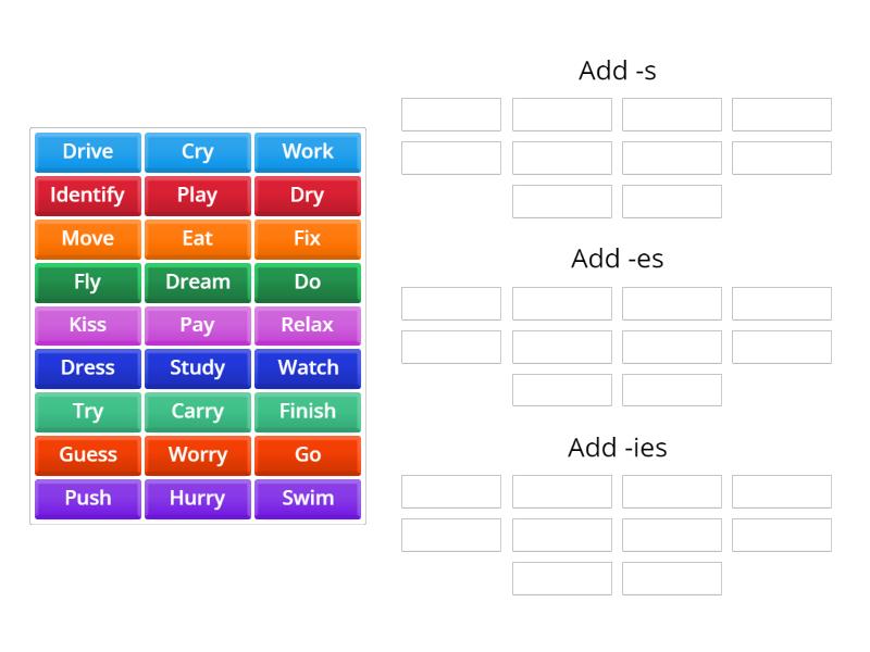Present Simple / Third person rules - Group sort
