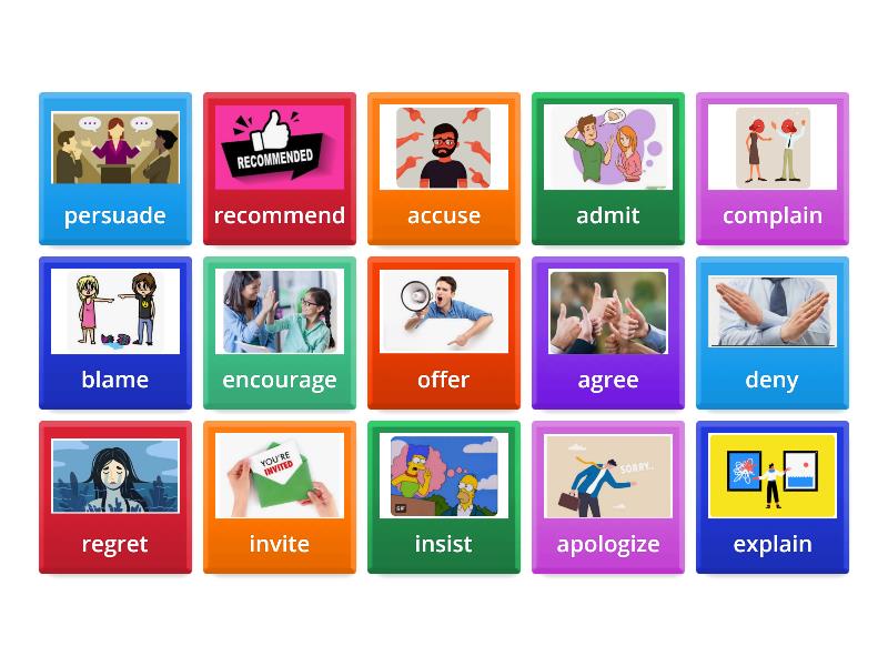 Reporting verbs - Flip tiles