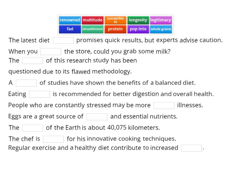 Healthy Living - Complete the sentence