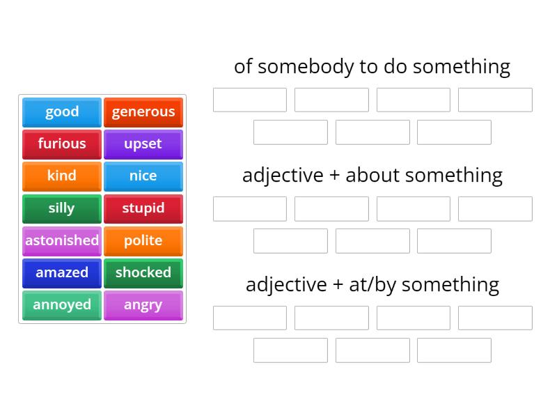 Muphy unit 129 Adjectives + prepositions (1) - Group sort