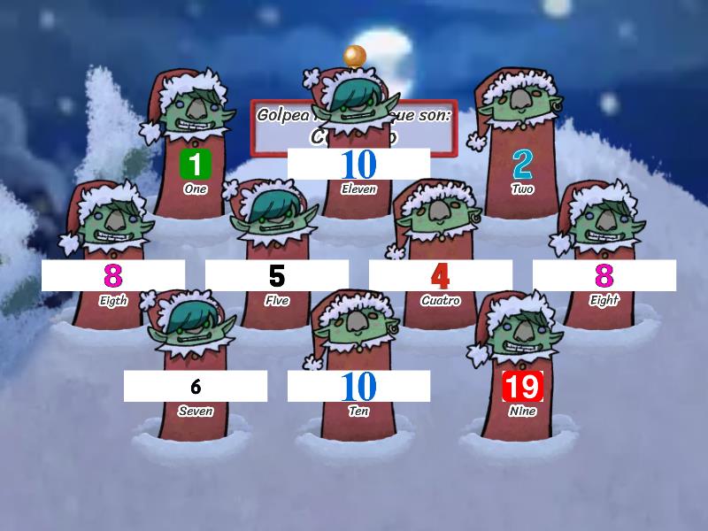 The numbers, from 1 to 20 - Whack-a-mole