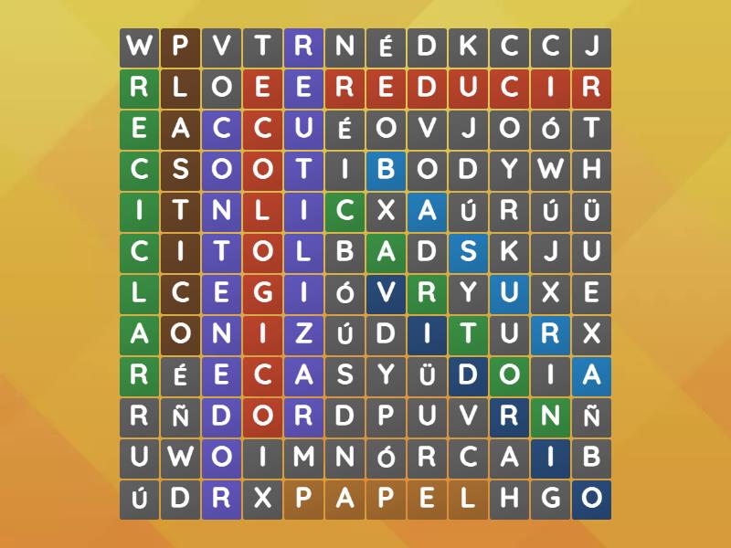 EL RECICLAJE - Sopa de letras