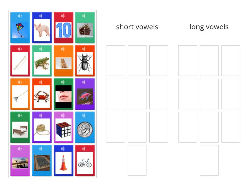 Long and Short Vowels Phonemic Awareness w/audio - Group sort