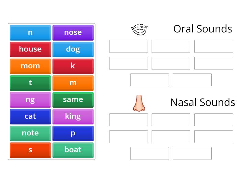 I.D. Oral vs Nasal Sounds - Ordenar por grupo