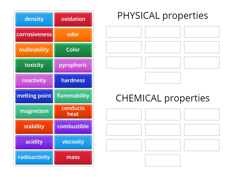 Physical vs. Chemical Properties - Group sort