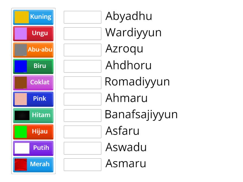 Warna Bahasa Arab - Match up