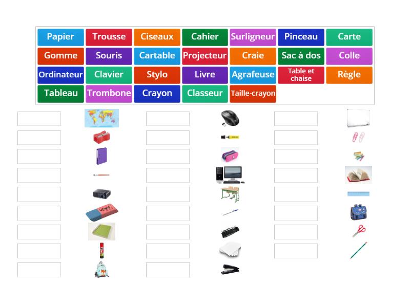 Vocabulaire salle de classe - Match up